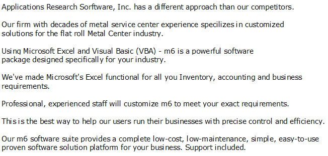 m6 metal service center software – Silver Creek Estates